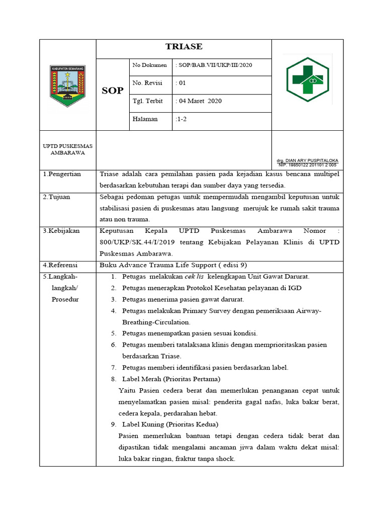 Sop Triase | PDF