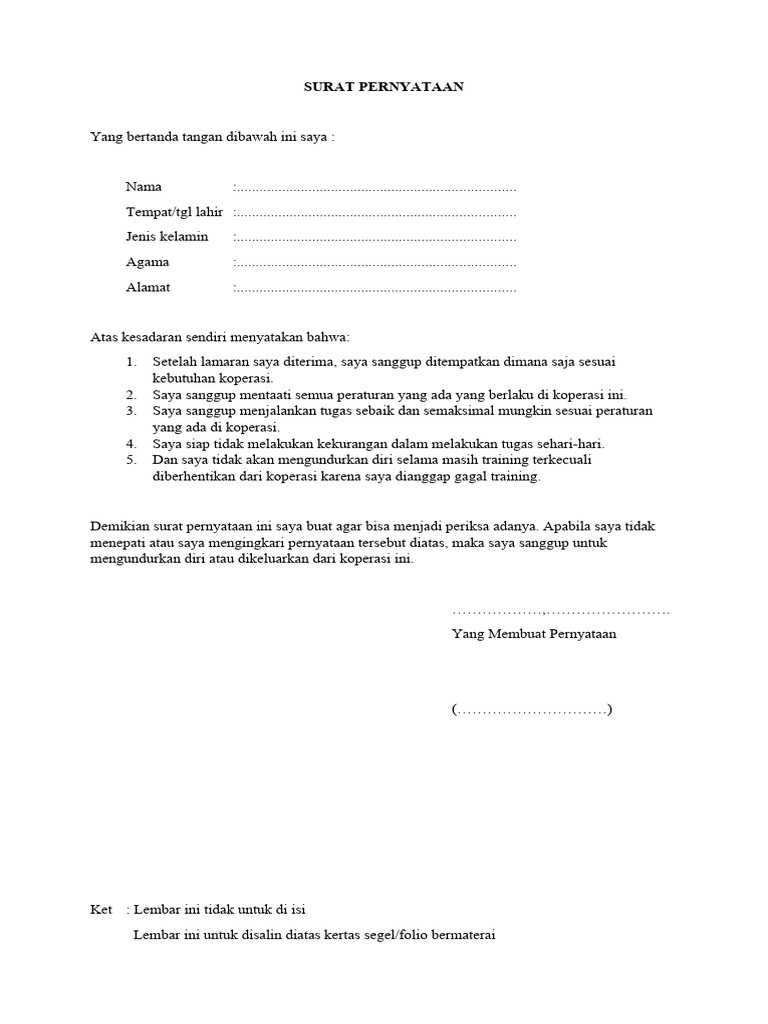 SURAT PERNYATAAN Wahyu W | PDF