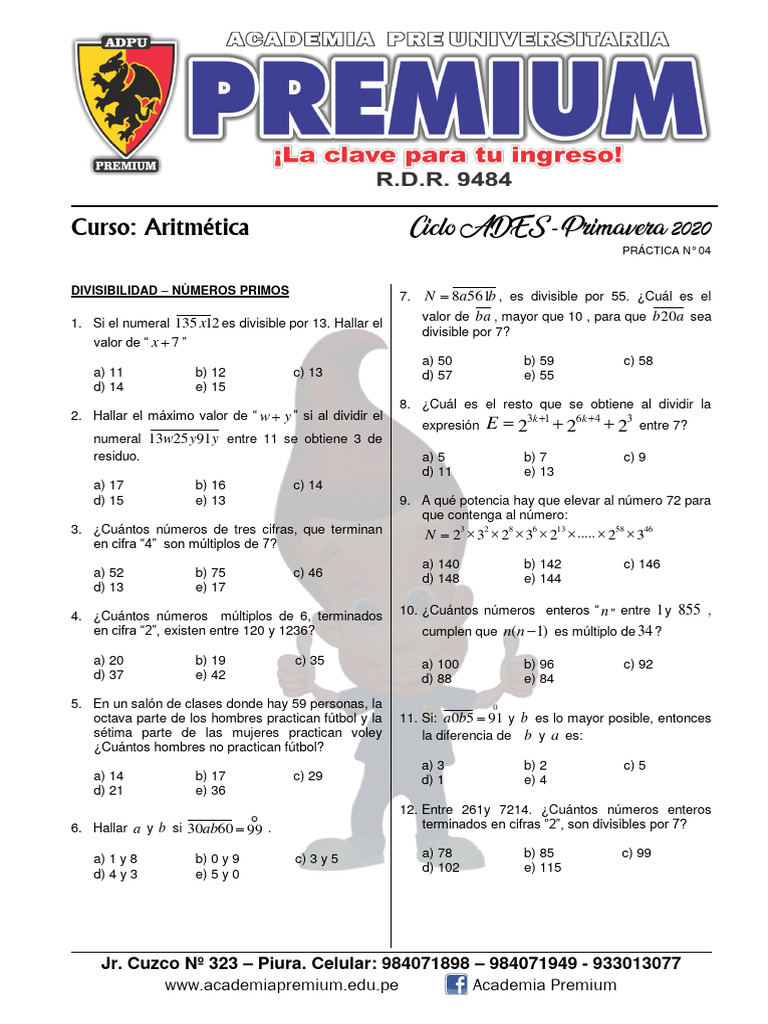 Problemas de Divisibilidad y Números Primos | PDF