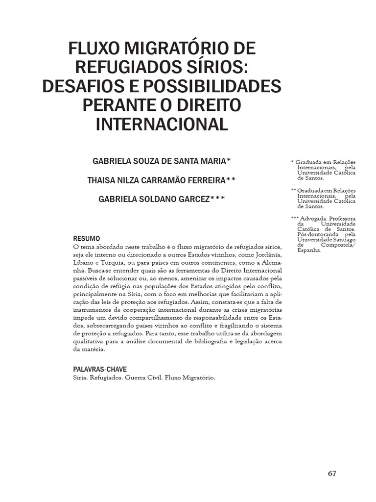 Unisantos seer,+CAP4 | PDF | Síria | Refugiado