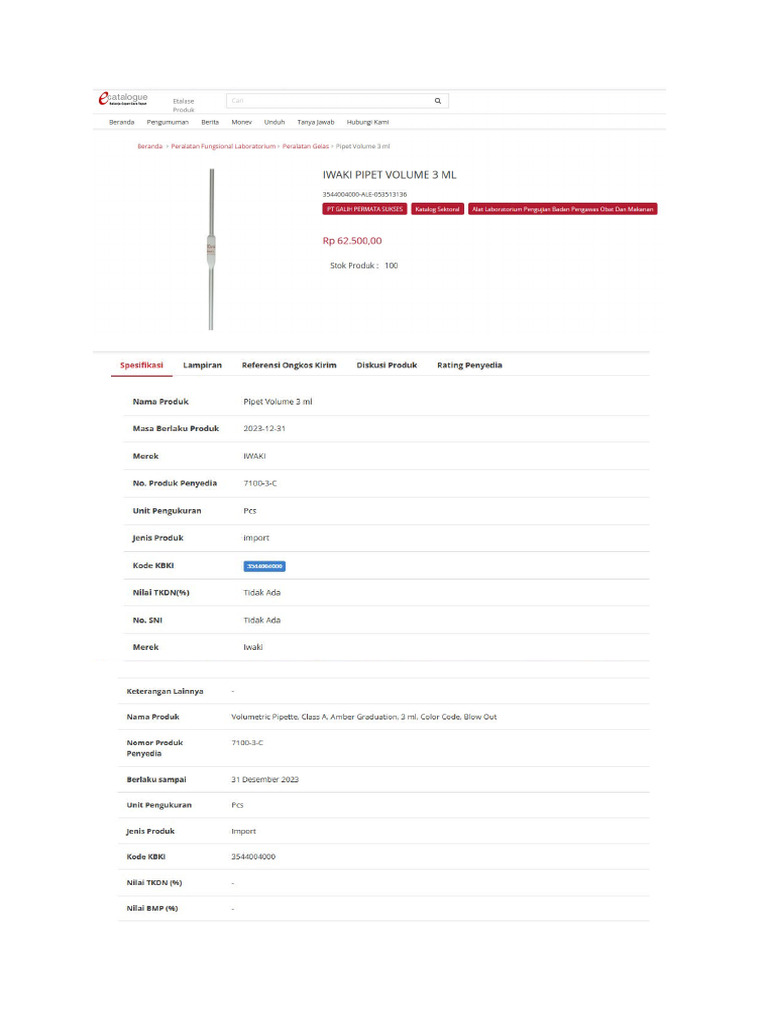 Pipet Volum 3 ML | PDF