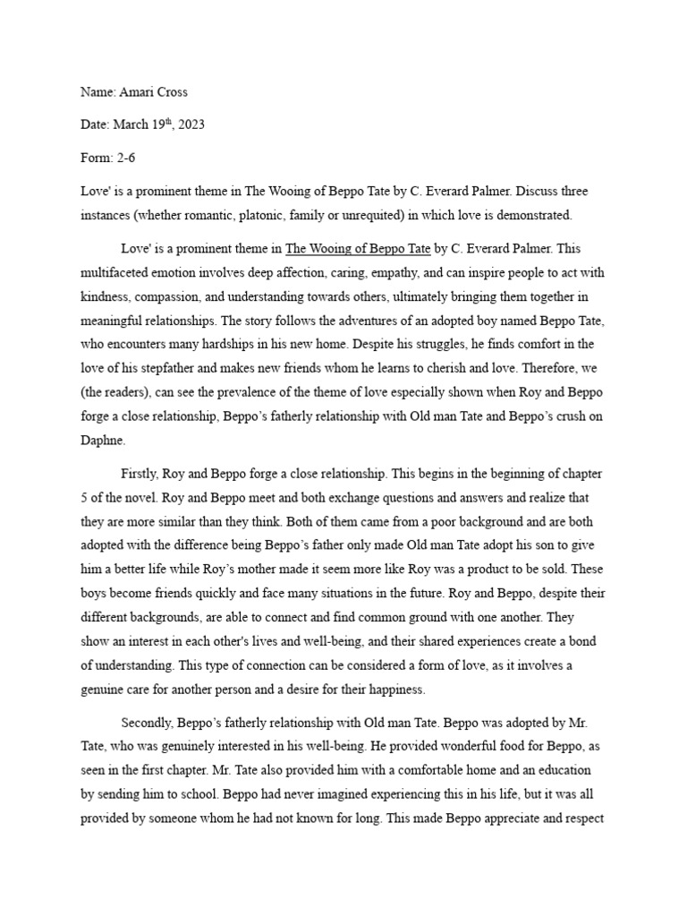 The Wooing of Beppo Tate Essay | PDF | Social Science | Language Arts & Discipline