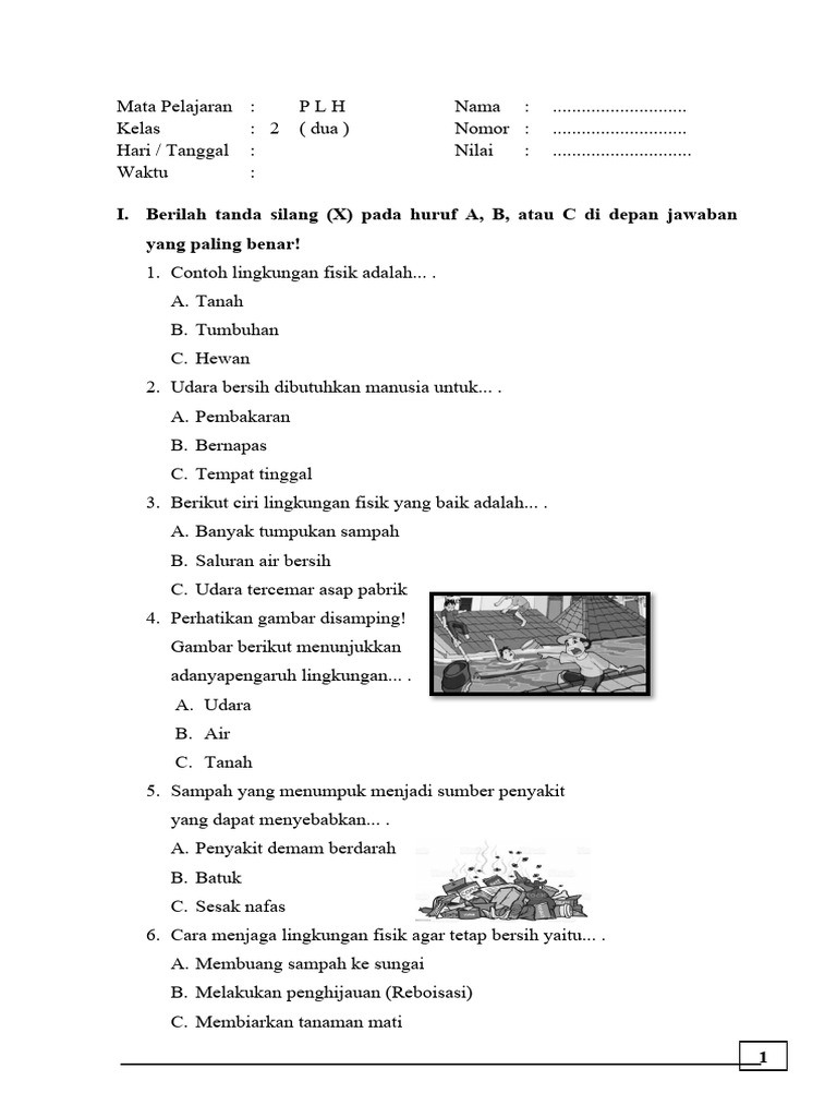 Soal PTS PLH SMT 1 | PDF