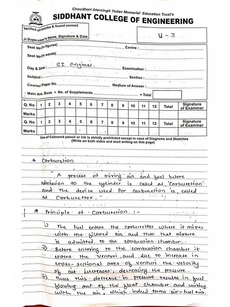 SI Engine Notes | PDF