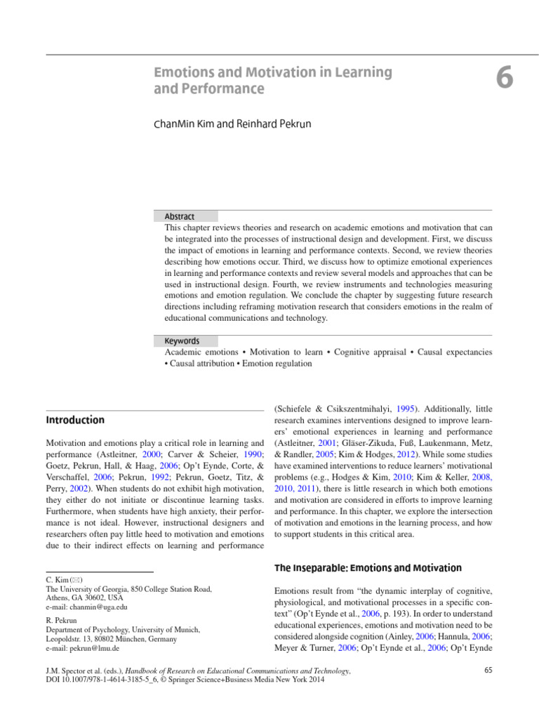 Emotions and Motivation in Learning and Performance: Chanmin Kim and ...