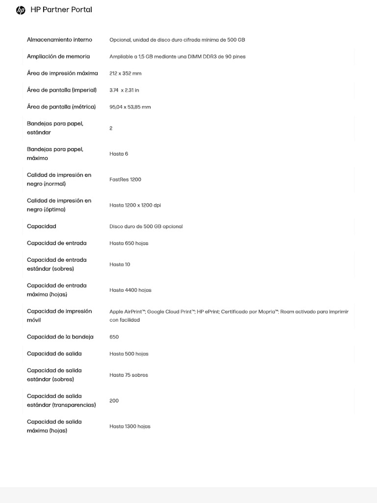 Especificaciones Hp Laserjet Managed E60165dn Revisar Pdf