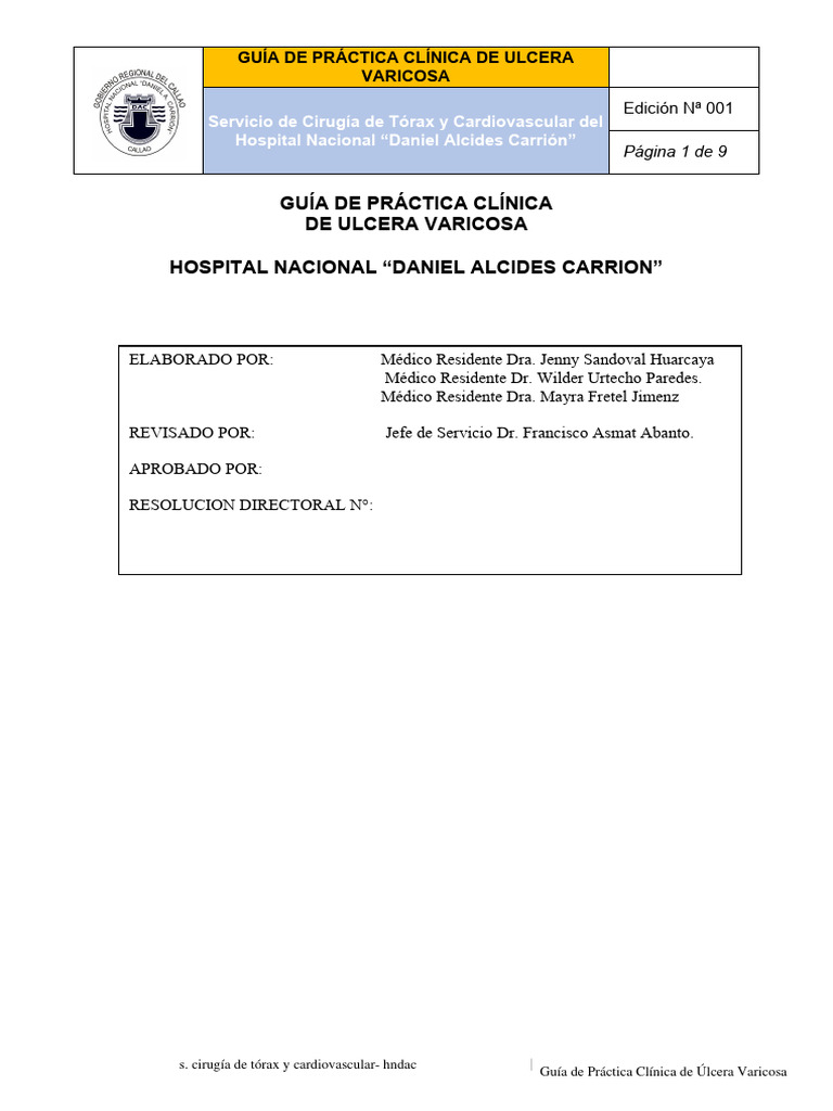 Guía Clínica de Úlcera Varicosa | PDF | Trombo | Vena
