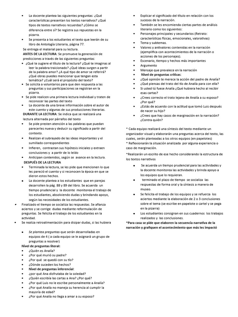 Preguntas de Cartas de Amor Traicionado | PDF