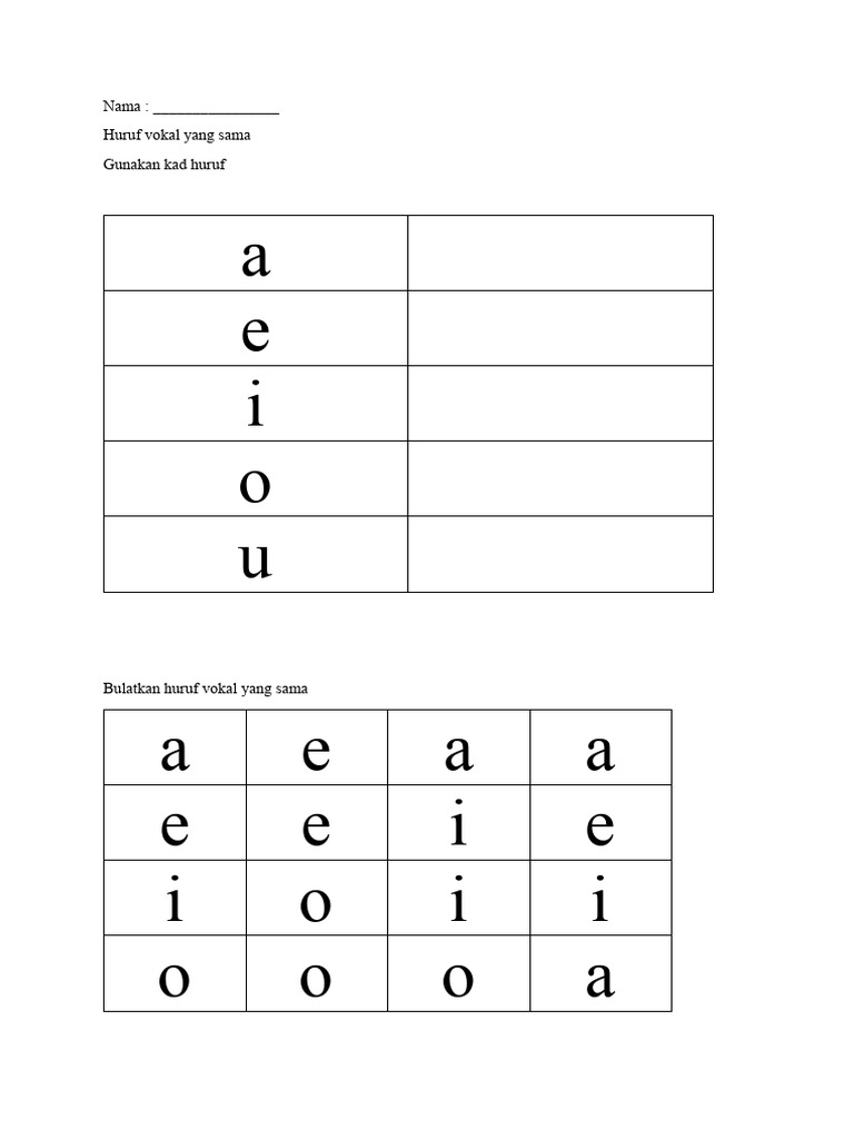 Huruf Vokal Yang Sama | PDF