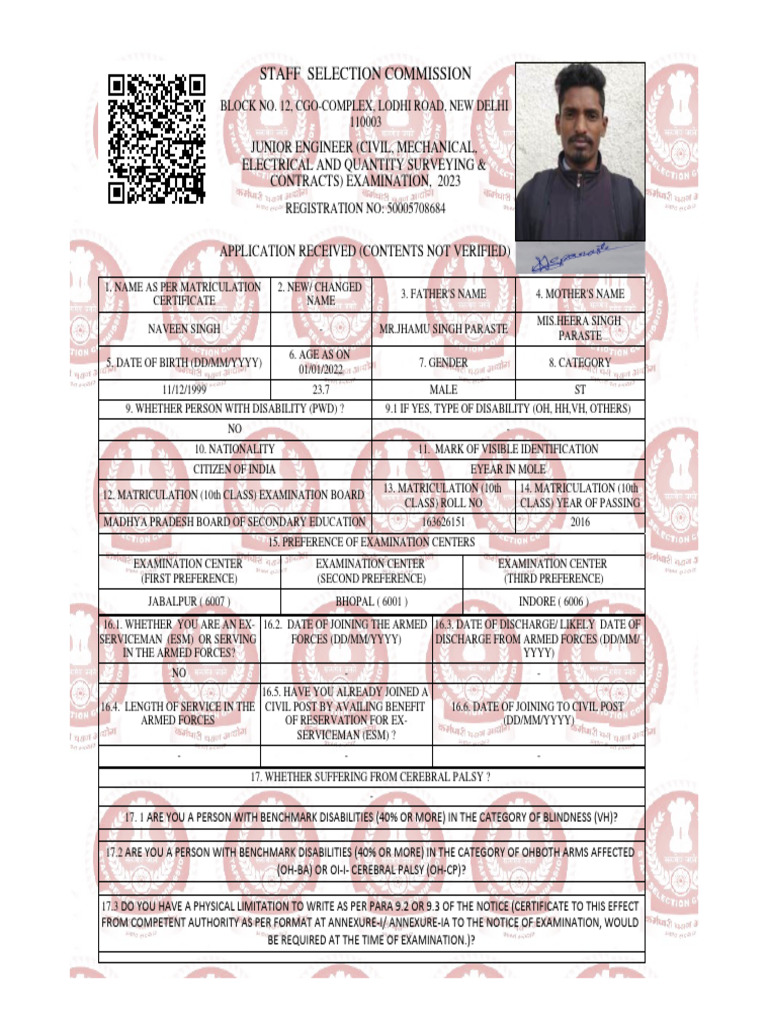 SSC JE ApplicationForm | PDF