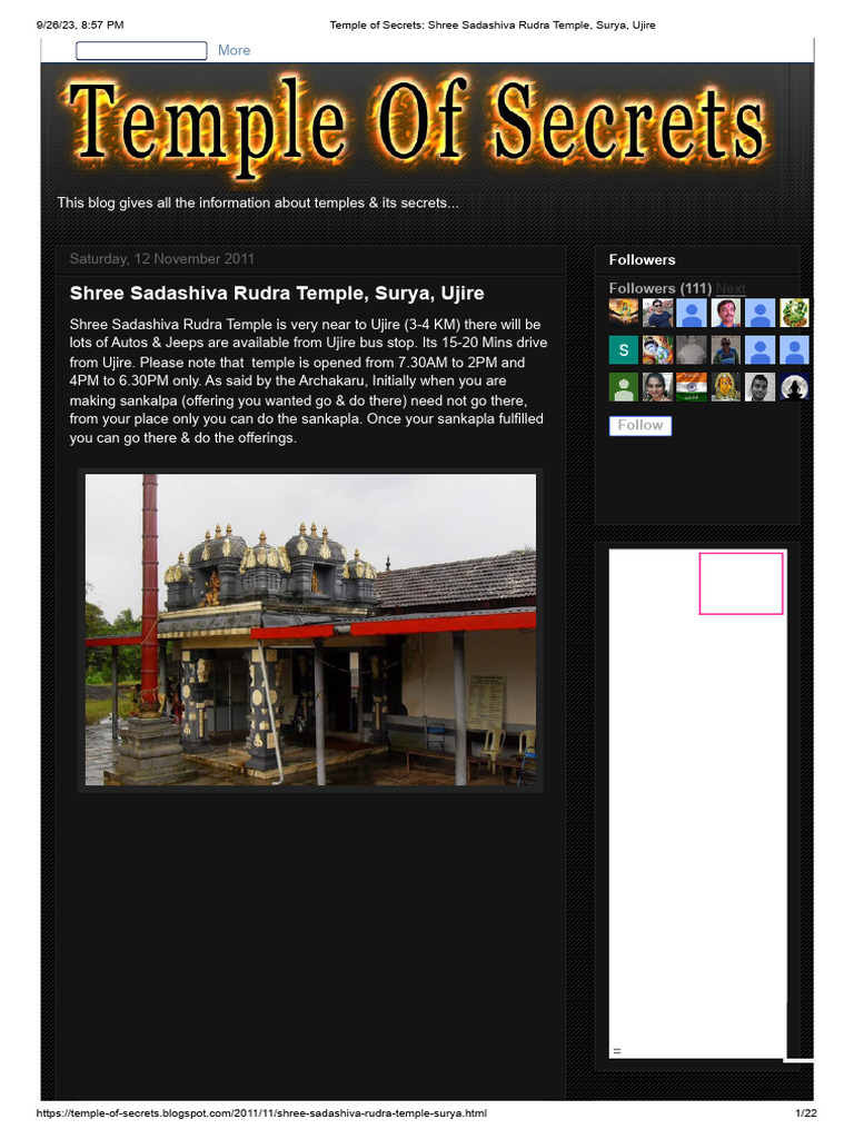 Shree Sadashiva Rudra Temple Guide | PDF