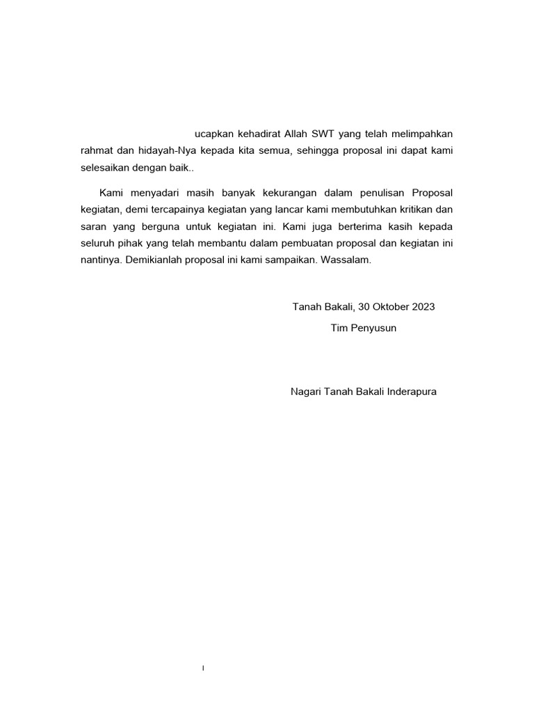 Kata Pengantar Proposal | PDF