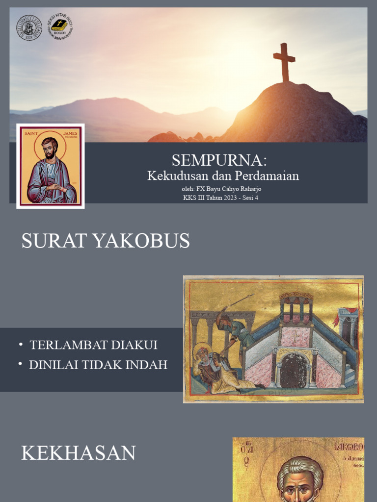 Kitab Surat Yakobus Sempurna Kekudusan Dan Perdamaian (SENT) | PDF