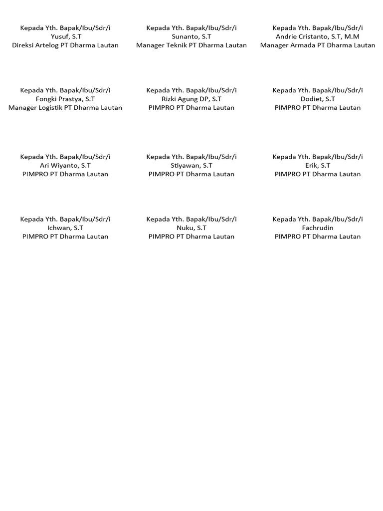 Template Cetak Nama Undangan | PDF