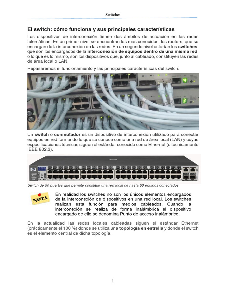 Switches | PDF | Conmutador de red | Red de computadoras