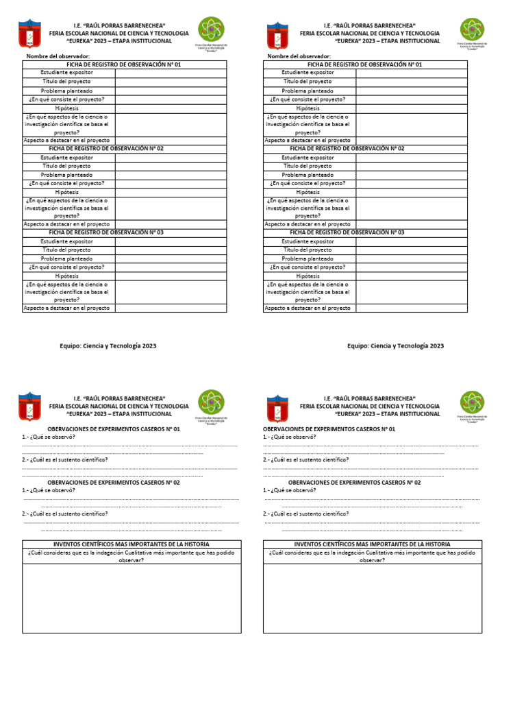 Ficha de Observador de FENCYT | PDF