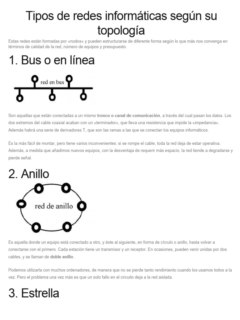 Tipos de Redes Informáticas Según Su Topología | Descargar gratis PDF | Topología de la red ...