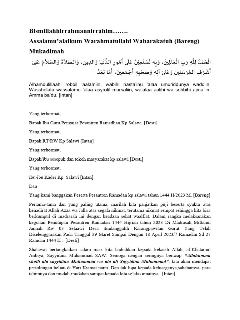 Penutupan Pesantren Ramadan Salawi 2023 | PDF
