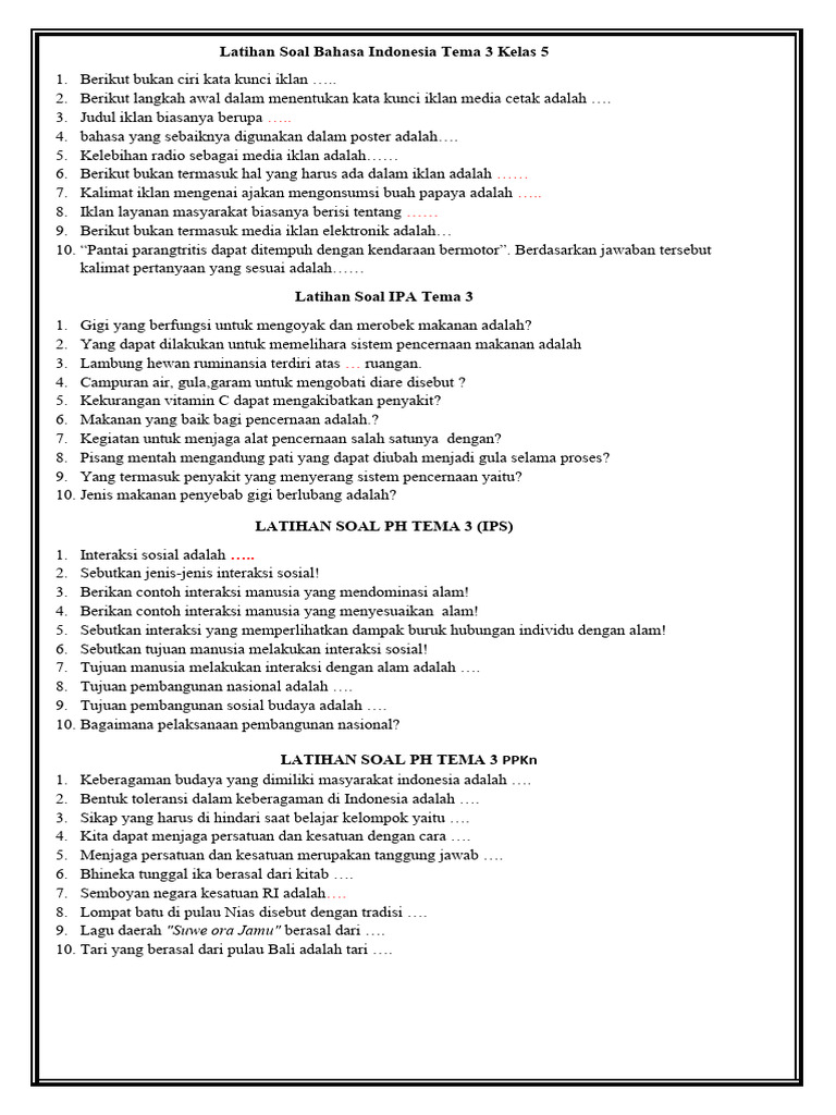 Soal PH Tema 3 | PDF