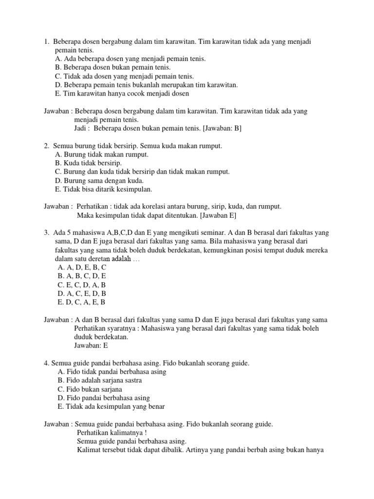Soal Dan Pembahasan TPS 1 Penalaran Umum | PDF