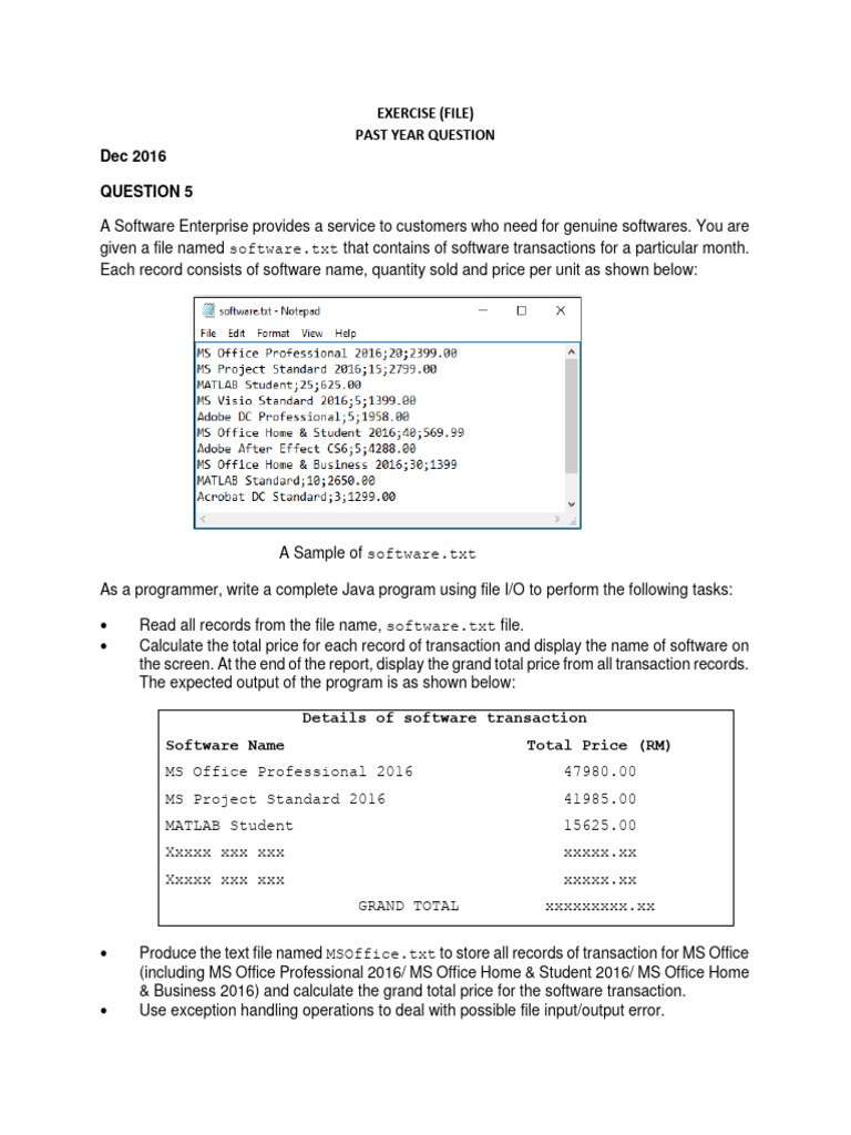 PastYear File Exercises | PDF | Software | Software Engineering