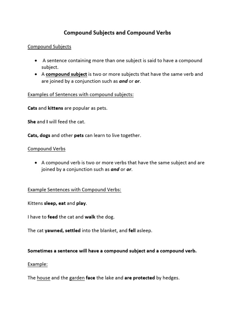 Compound Subjects and Compound Verbs | PDF
