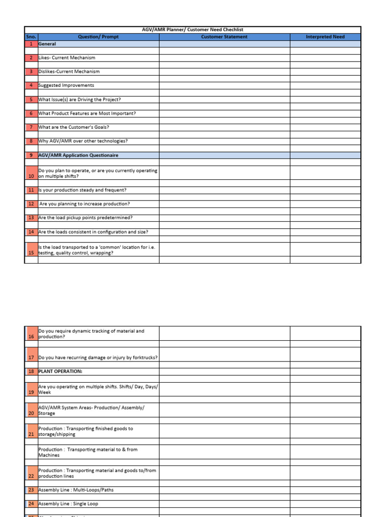 AMR AGV Questionnaire | PDF | Manufactured Goods | Transport