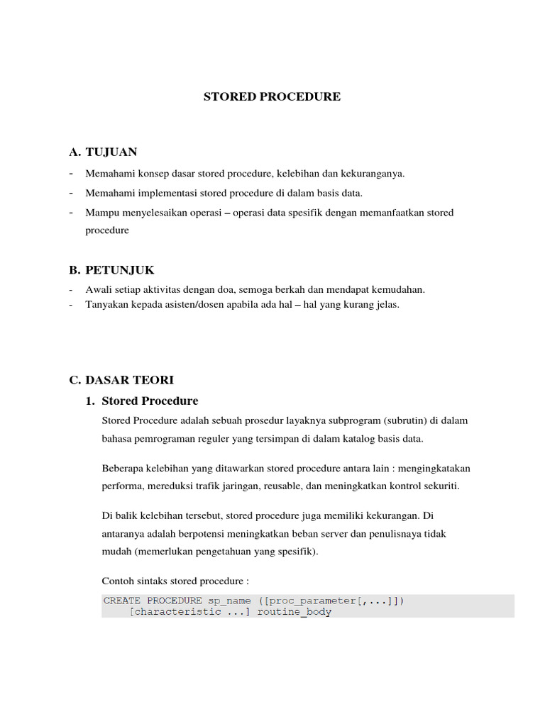 Pertemuan 10 - Store Procedure | PDF