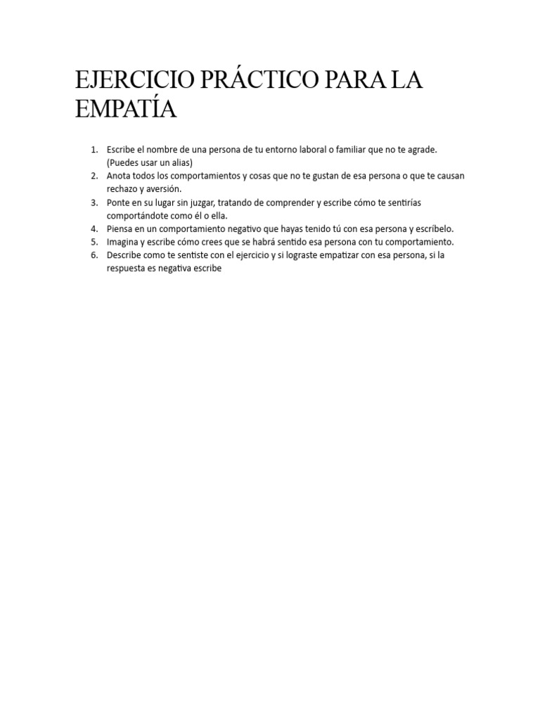 Ejercicio Práctico para La Empatía | PDF