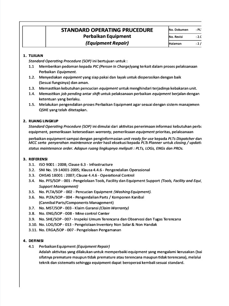 SOP Perbaikan | PDF