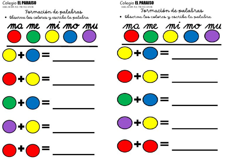 Formo Palabras Con Colores Letra M | PDF