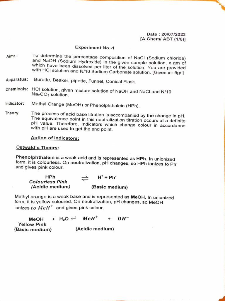 Chemistry Experiment 2 | PDF