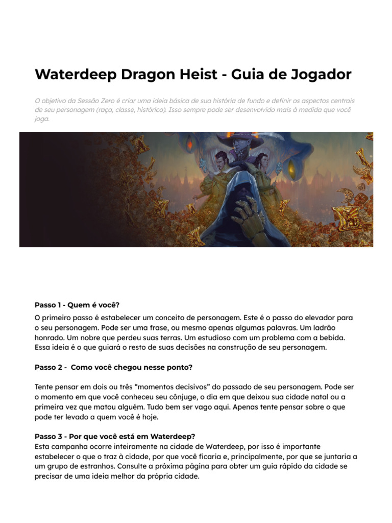 Guia de Criação de Personagem em Waterdeep | PDF | Pensamento | Cidade
