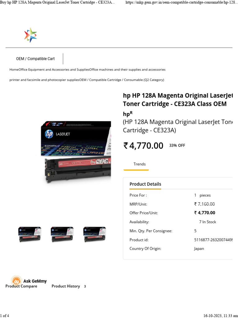 Buy HP HP 128A Magenta Original LaserJet Toner Cartridge - CE323A Class ...