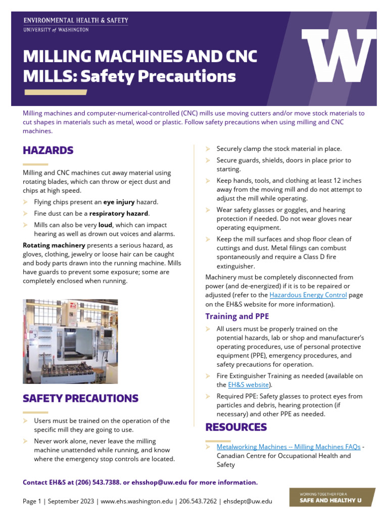 Milling Machines Focus Sheet | PDF | Personal Protective Equipment ...