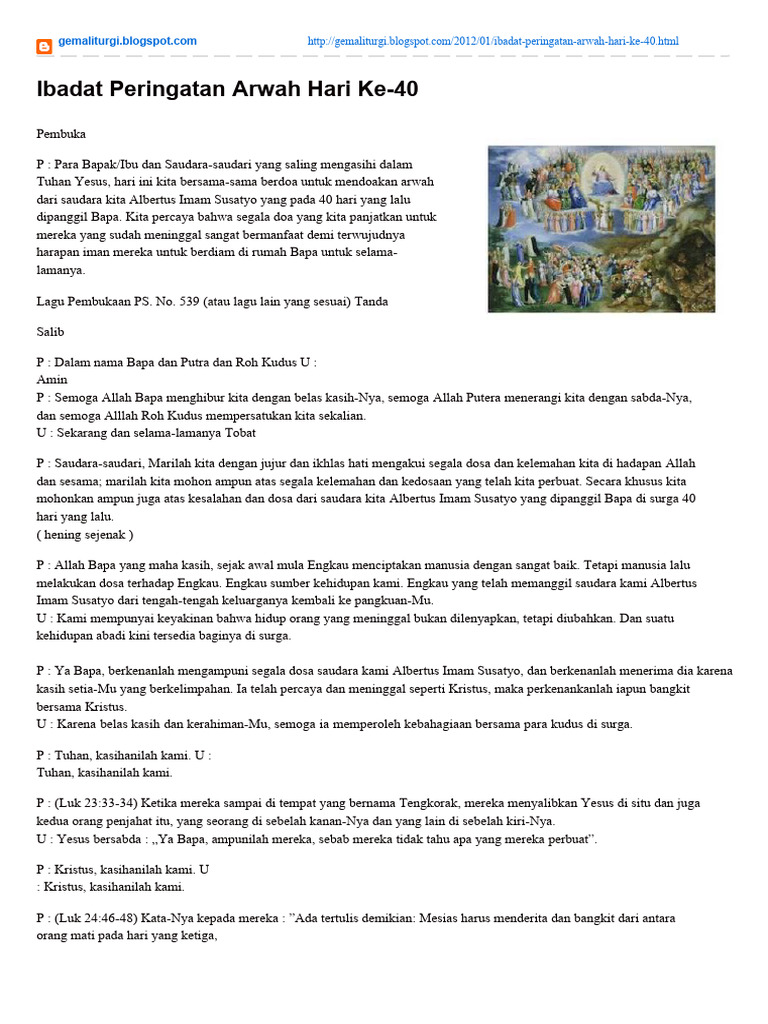 Ibadat Peringatan Arwah Hari Ke 40 | PDF