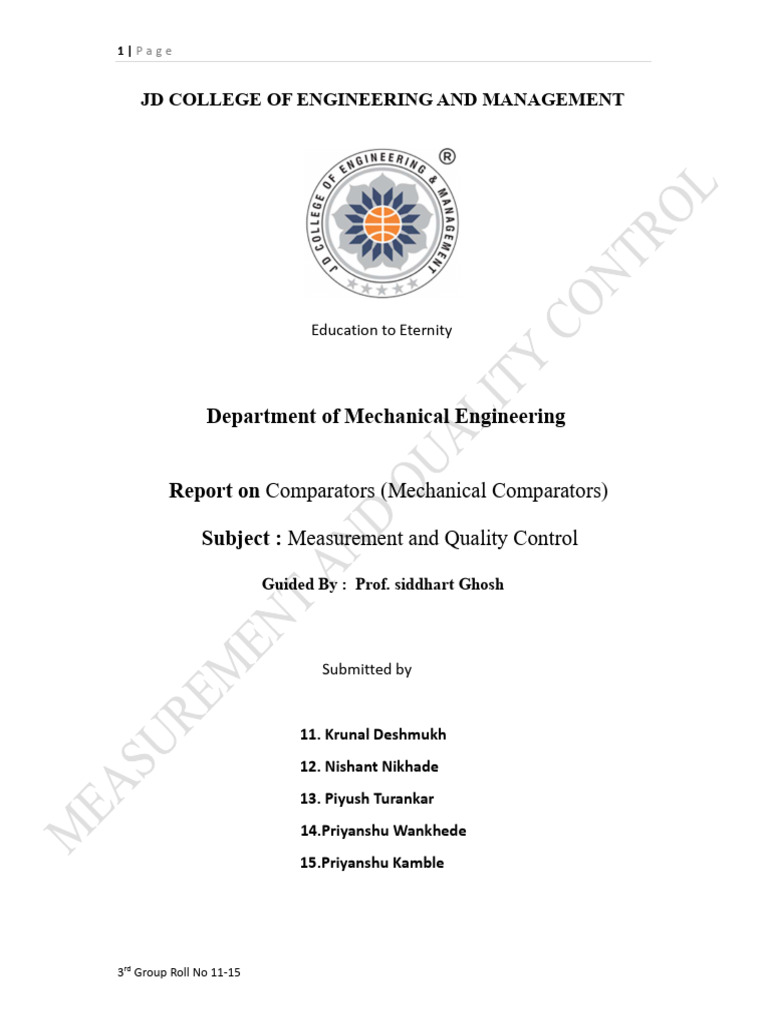 Comparators Group No 3 Report | PDF | Accuracy And Precision | Weighing ...