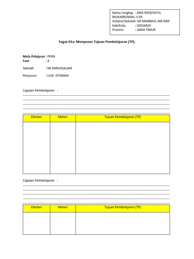 Tugas 01a - Penyusunan TP | PDF