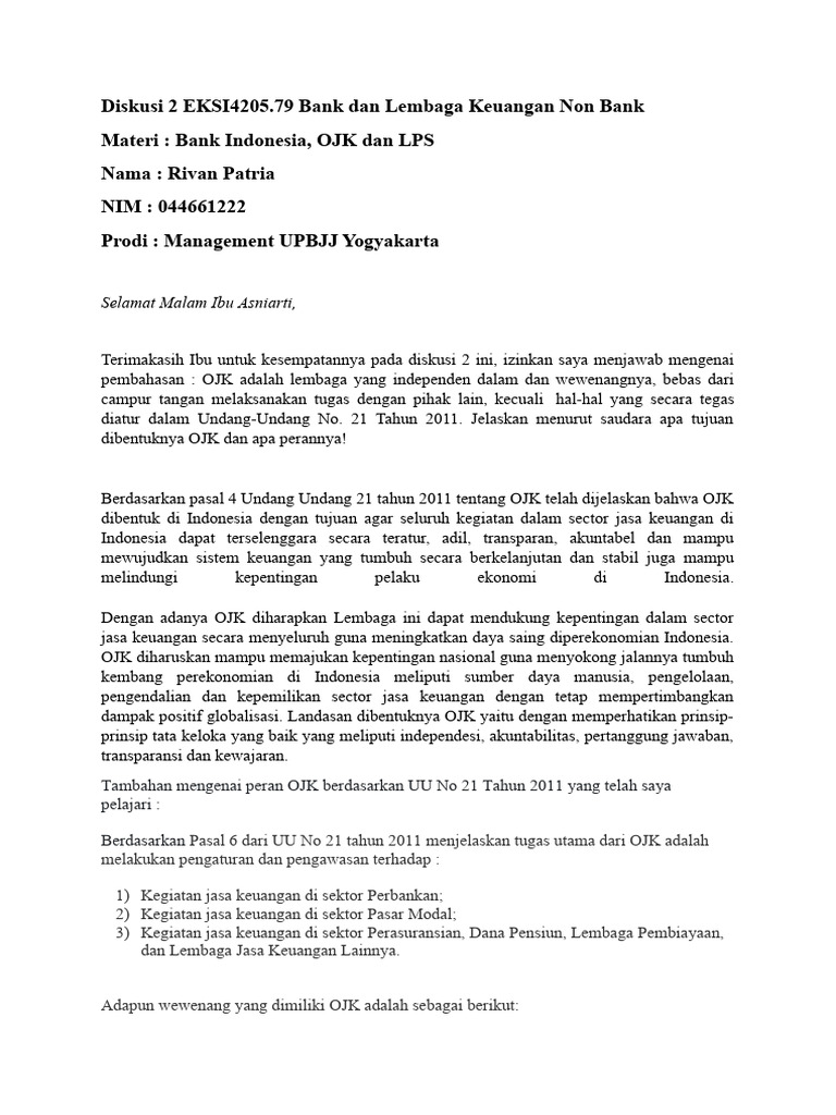 Rivan Patria Diskusi 2 EKSI4205 | PDF | Pengelolaan Keuangan & Uang