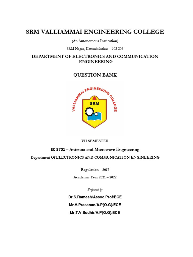 EC8701-Antenna and Microwave Engineering 1 | PDF | Antenna (Radio ...