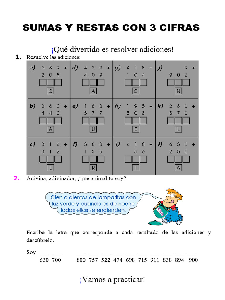 Sumas Y Restas Combinadas De Tres Numeros Para Ninos De Primaria 1 3 ...