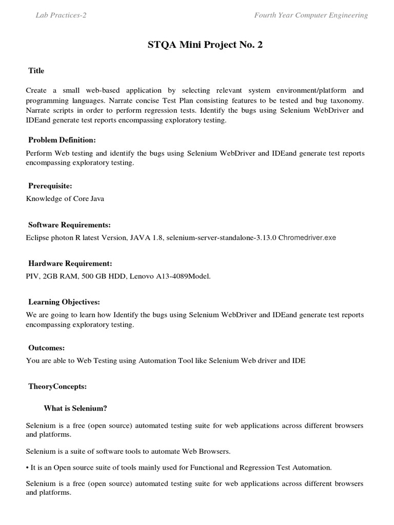 Mini Project Stqa-2 | PDF