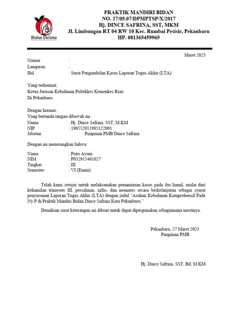 Surat Balasan Klinik 2023 | PDF