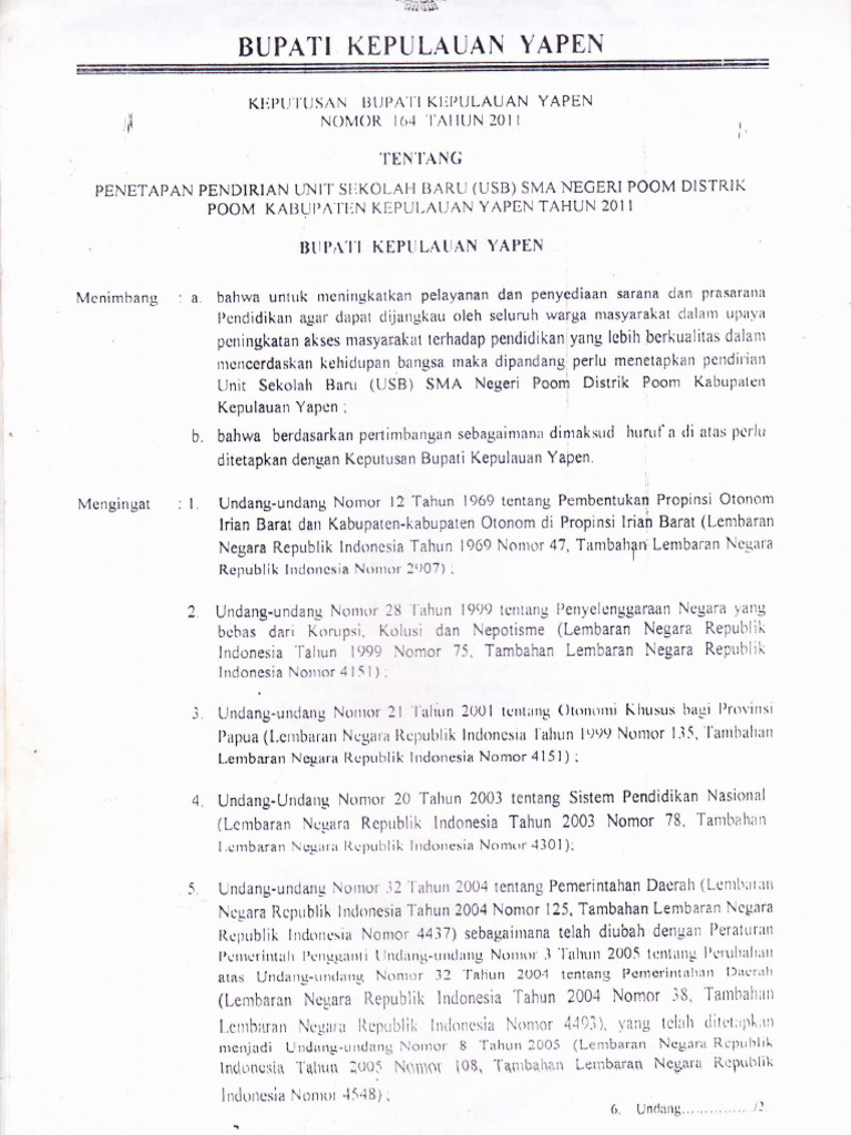 SK Pendirian - Operasional Sman Poom | PDF