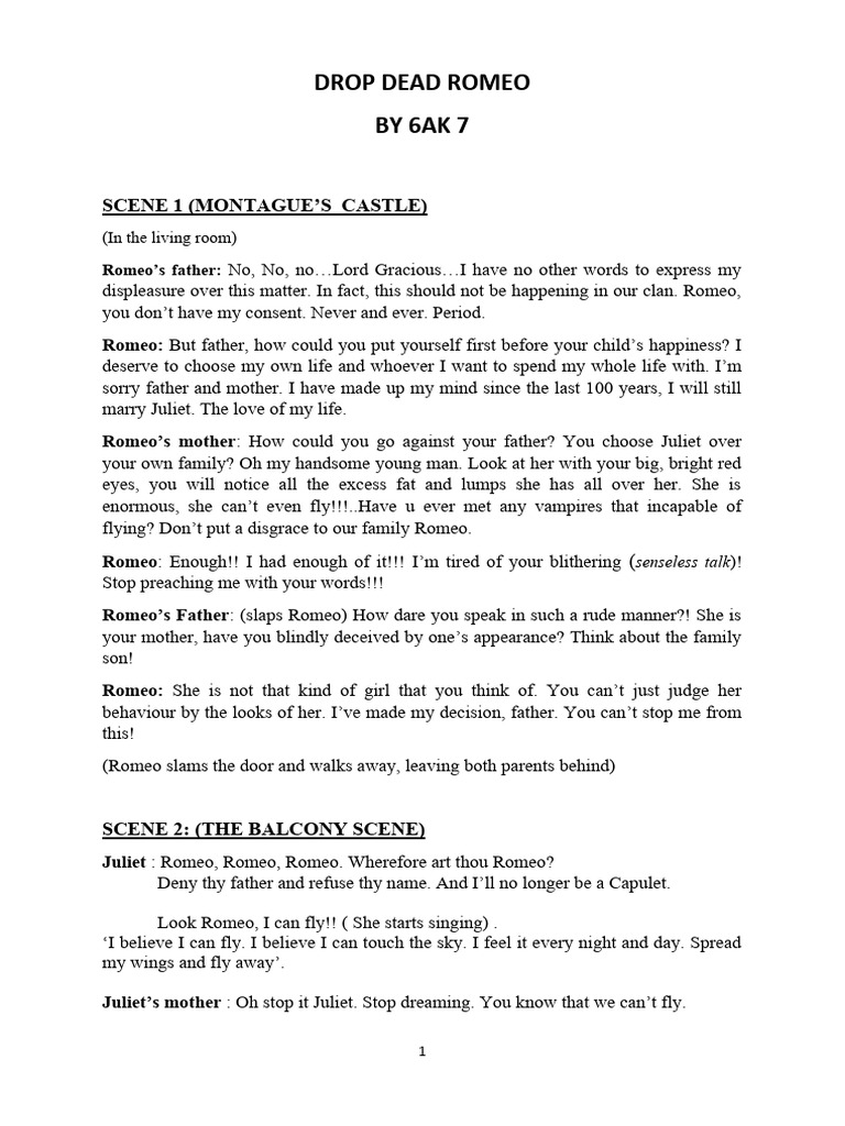Drop Dead Romeo Script | PDF