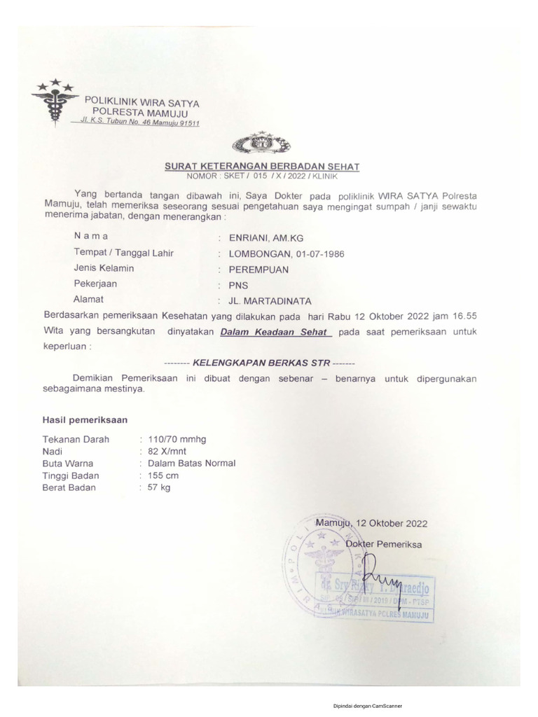 Surat Berbadan Sehat Inri | PDF