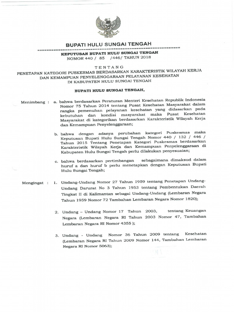 Surat Penetapan Kategori Puskesmas + Stempel | PDF