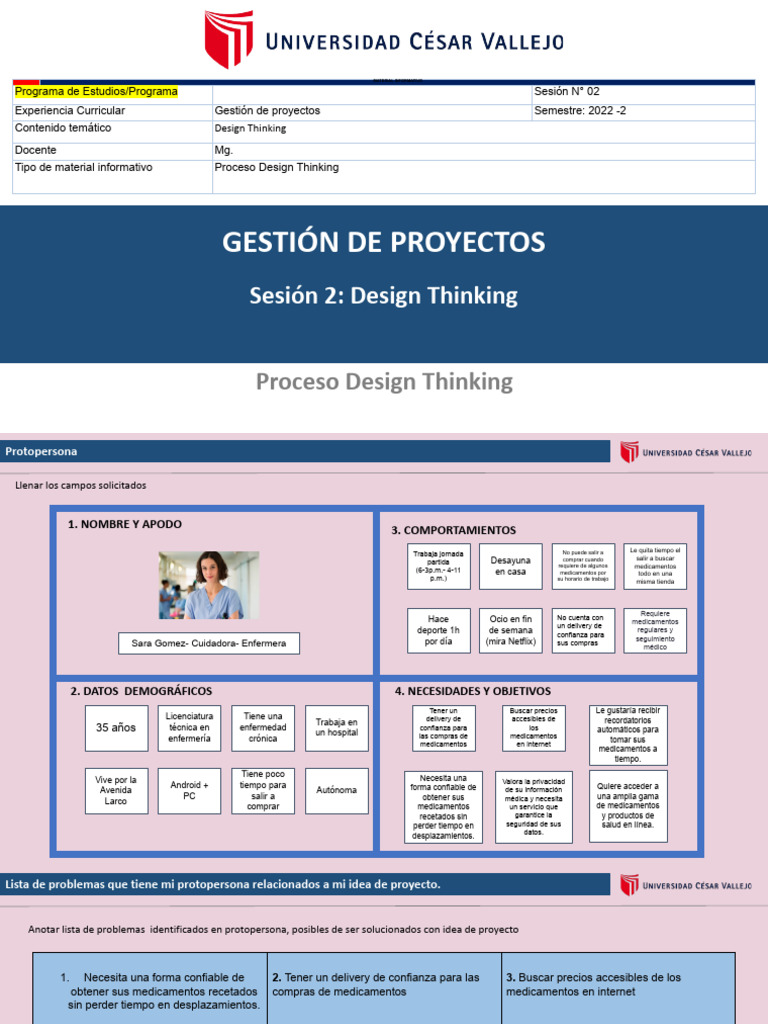 Gestión de Proyectos: Sesión 2: Design Thinking | PDF