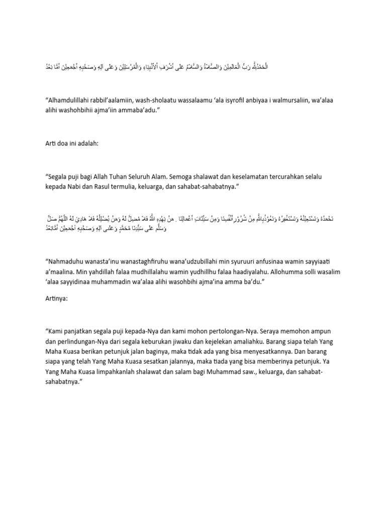 Doa Pembuka Khotbah Islam | PDF