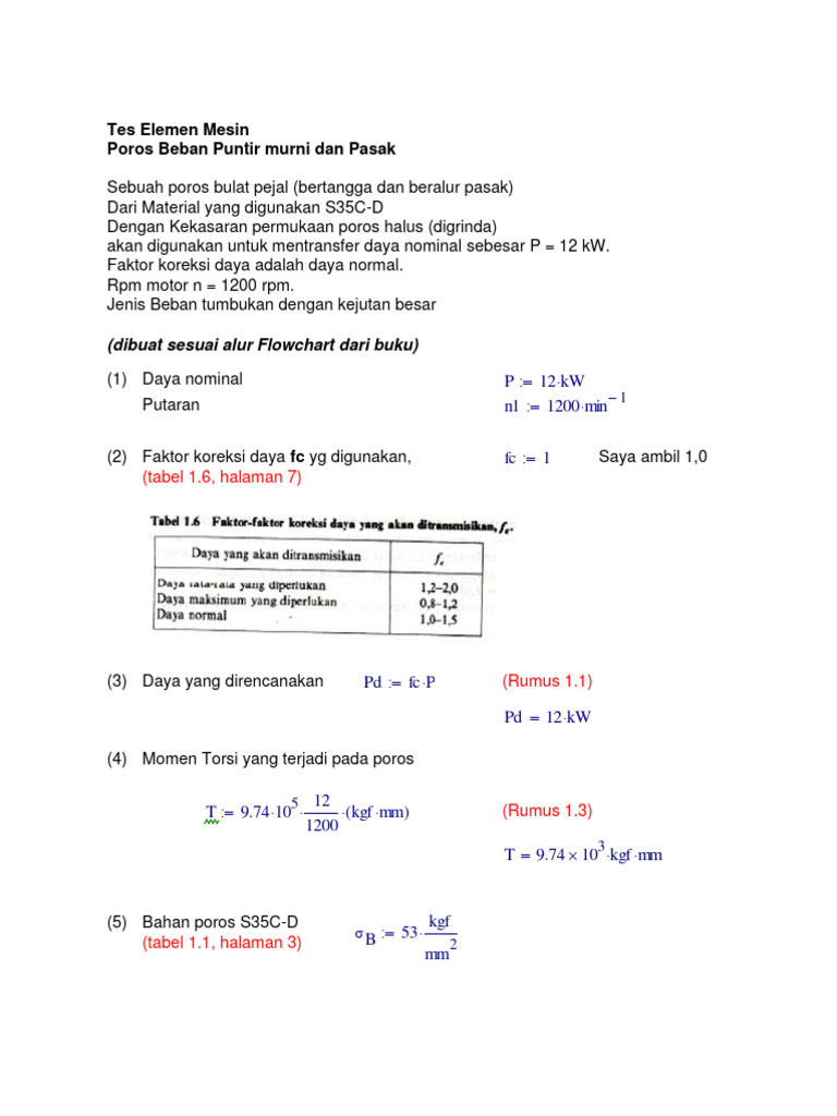 Perhitungan Poros Beban Puntir S35C-D | PDF